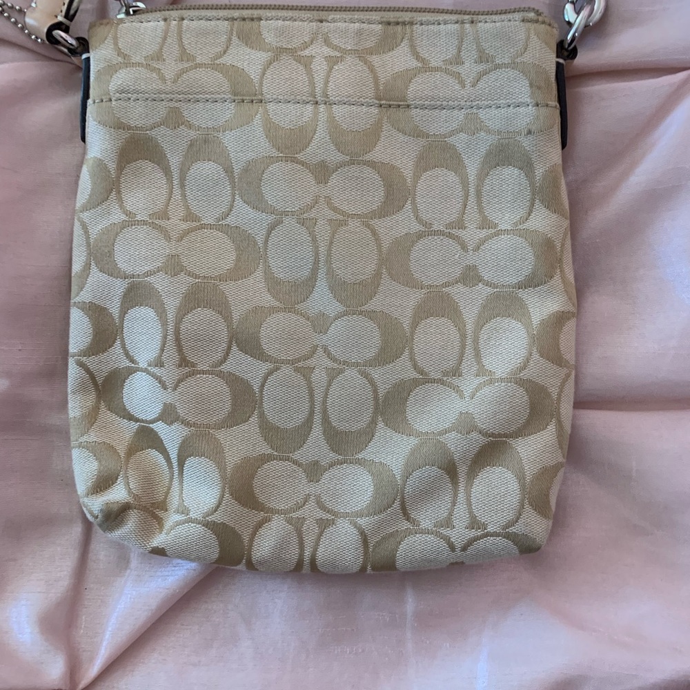 Coach Tan Crossbody With Light Pink Stripe - Gem
